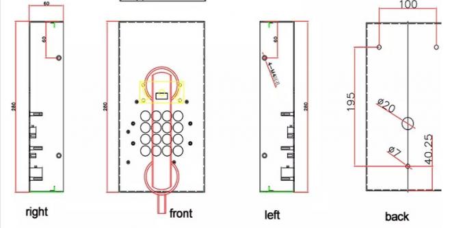 Wall Mounted Inmate Telephone , Rugged Vandal Jail / Prison Phone